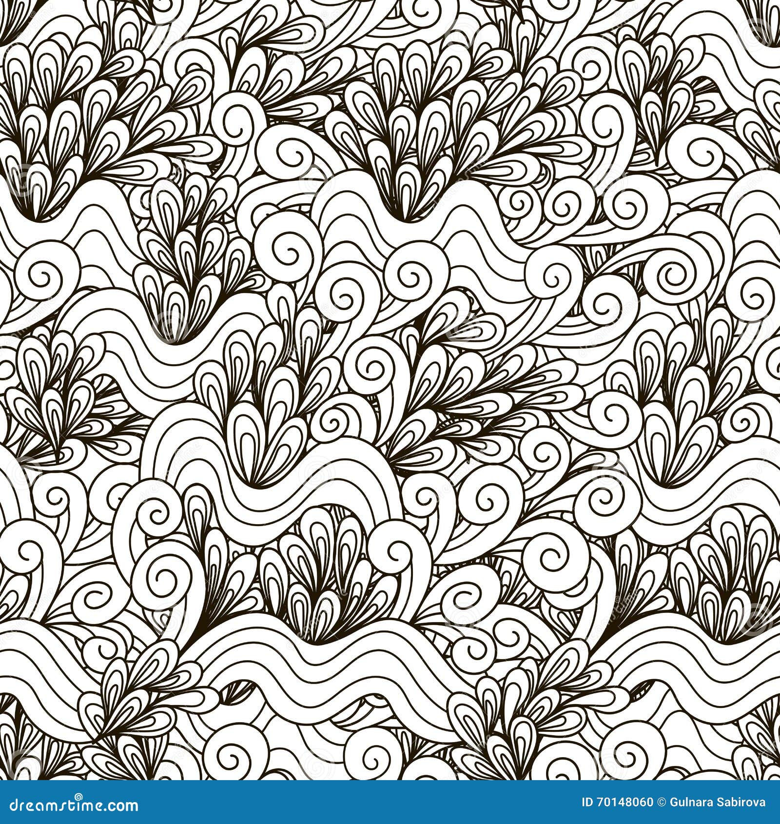 Abstract Wavy Seamless Pattern. Great for Coloring Book Stock Vector ...