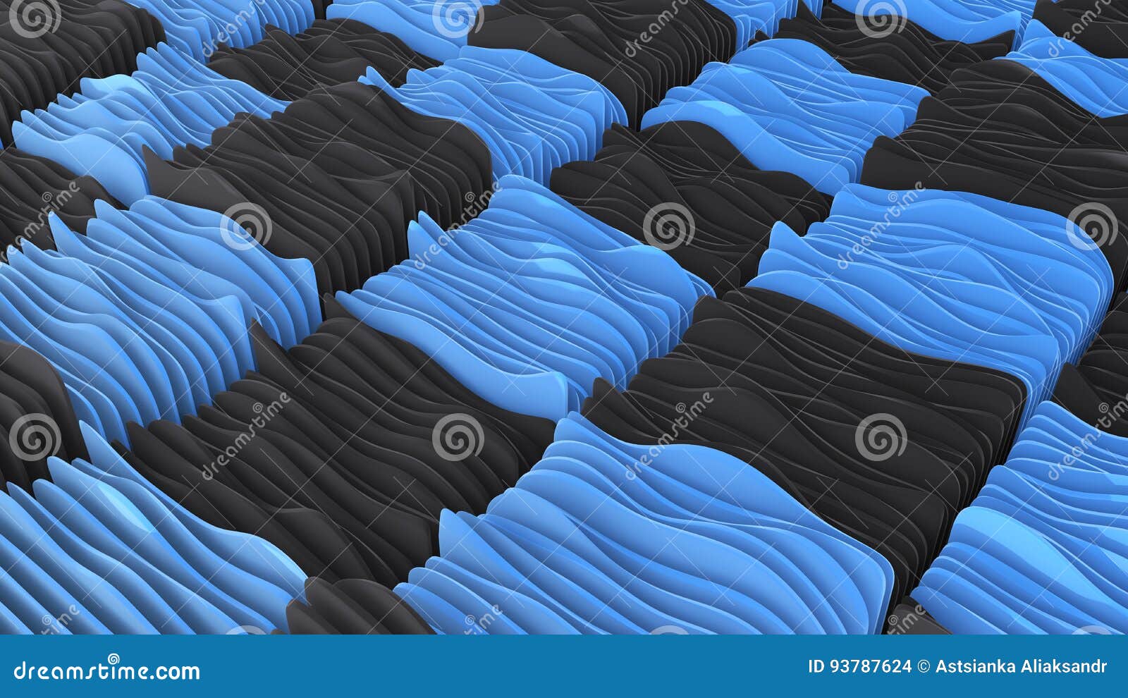 Abstract Wavy Shapes Background, 3D Rendering Stock Illustration ...