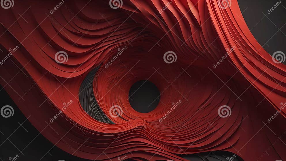 Abstract Wavy Surface. Creative Background Design with Red Curved Lines ...