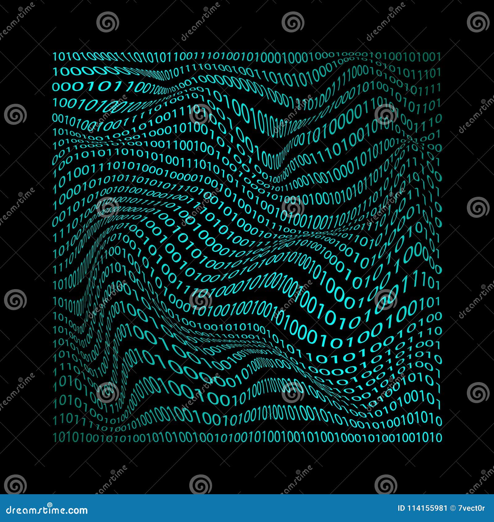 Abstract Wavy Twisted Binary Code Gradient Colored Texture Stock Vector ...