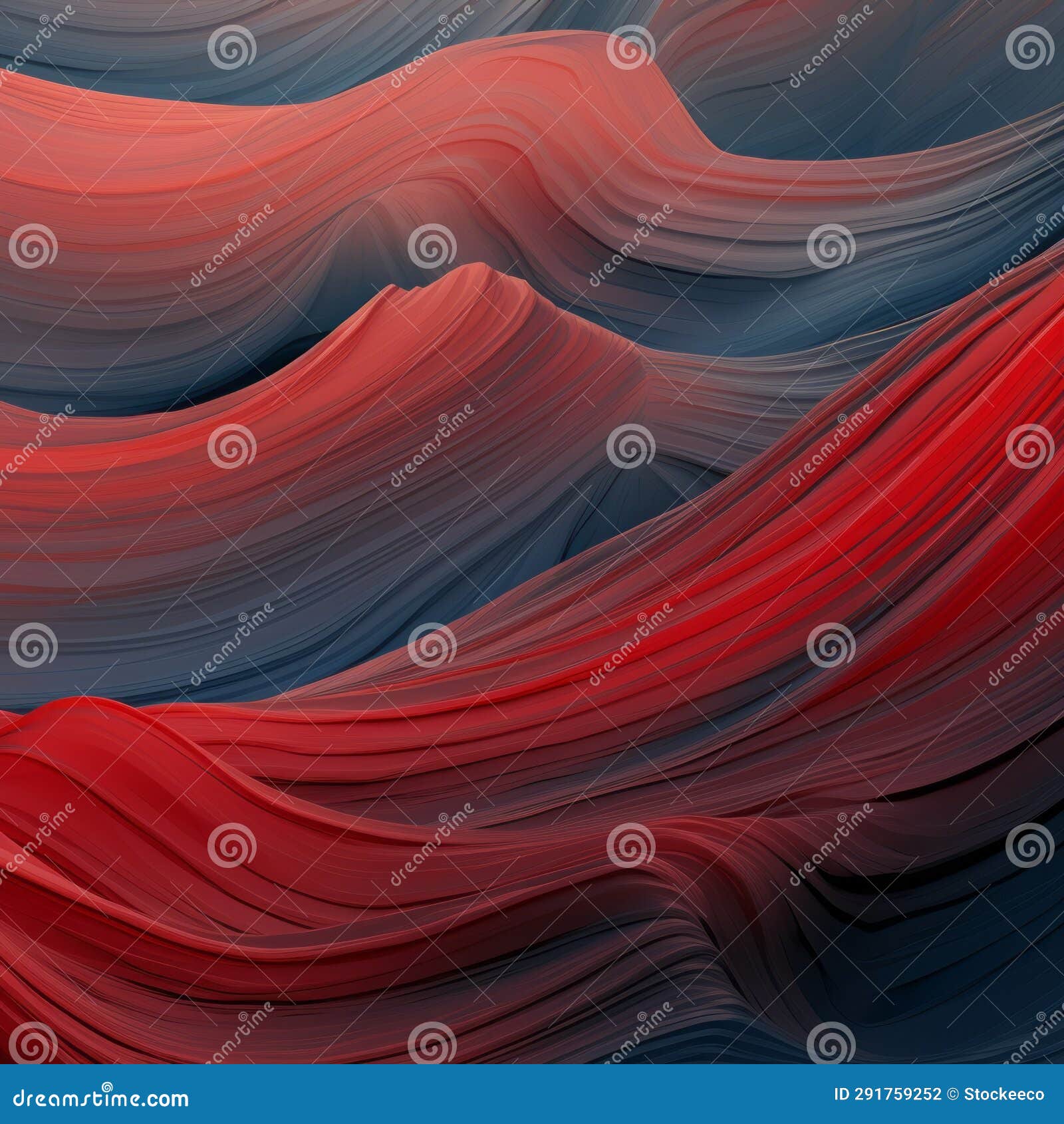 Abstract Wavy Wave in Red and Blue: Hyperrealistic Landscapes with Bold ...