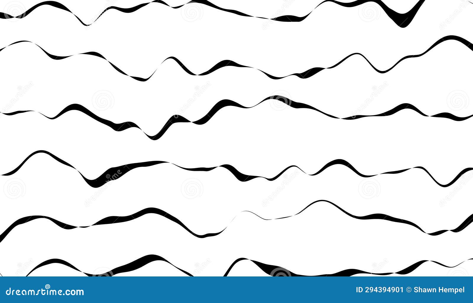 Abstract Wavy Wiggle Lines Pattern, Black Isolated on White Background ...