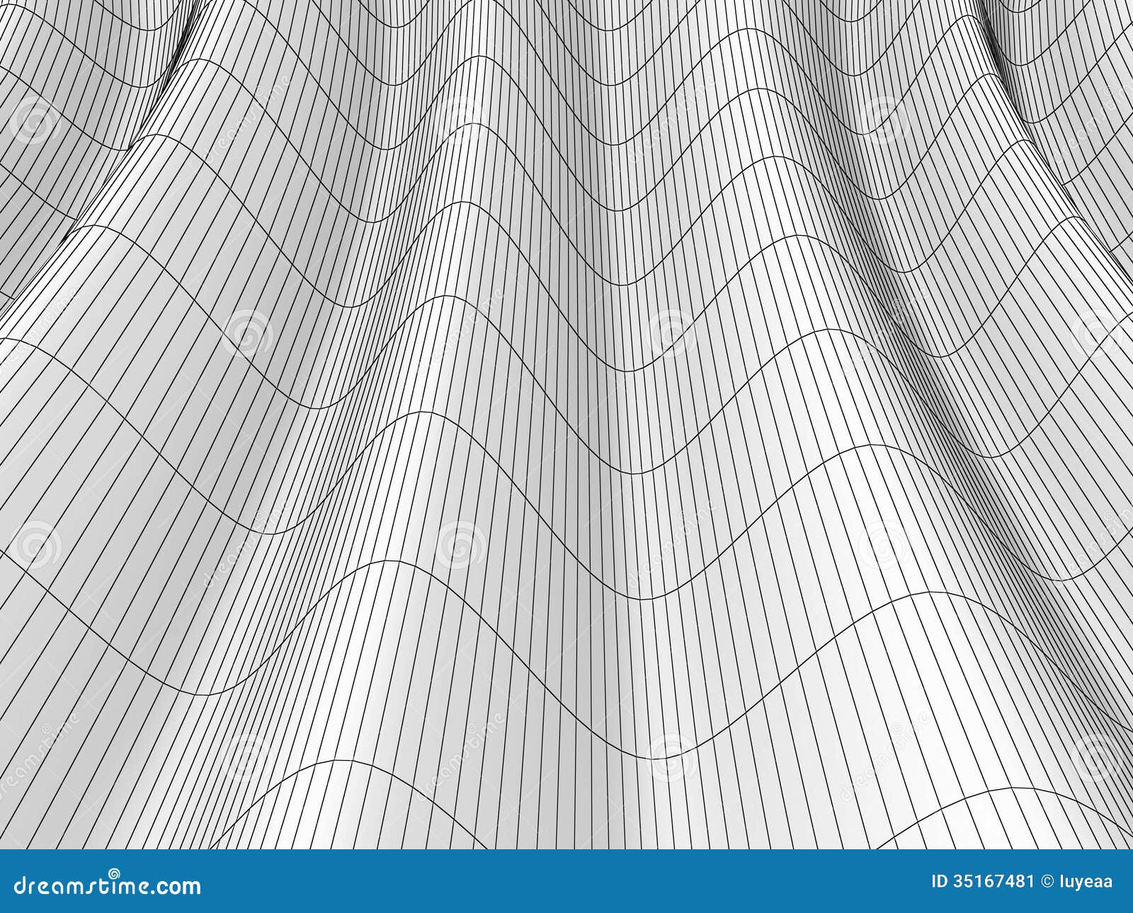 Abstract Wavy Wire-frame Surface, 3D Stock Illustration - Illustration ...