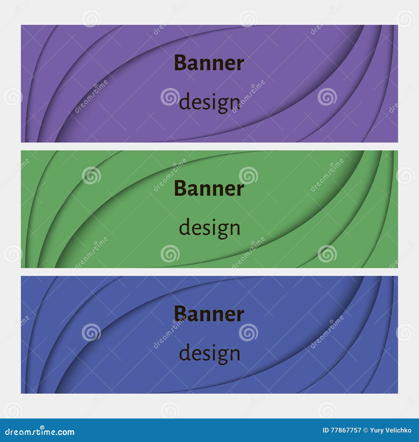 Abstract Web Banners Set with Curve Elements and Shadows. Stock Vector ...