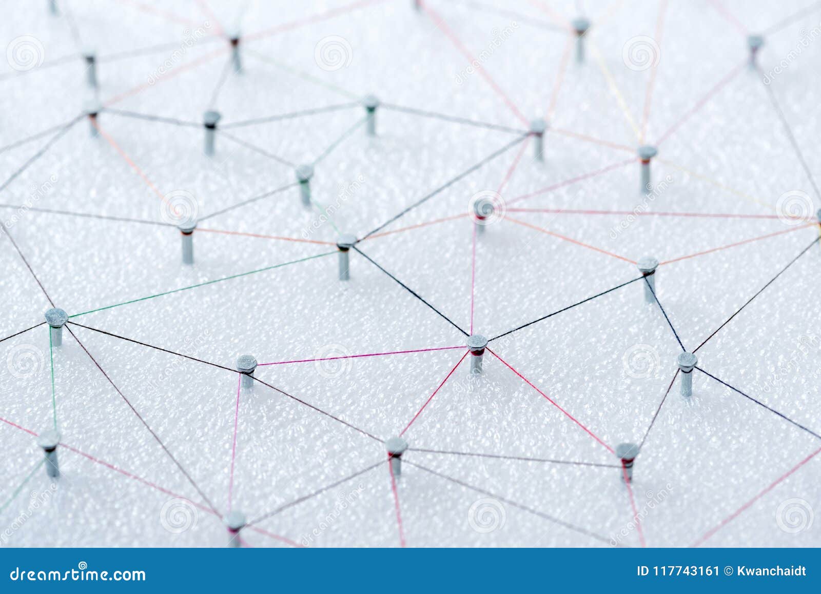 Abstract Web Line Connection of Color Yarn from Nail Node To Nod Stock ...