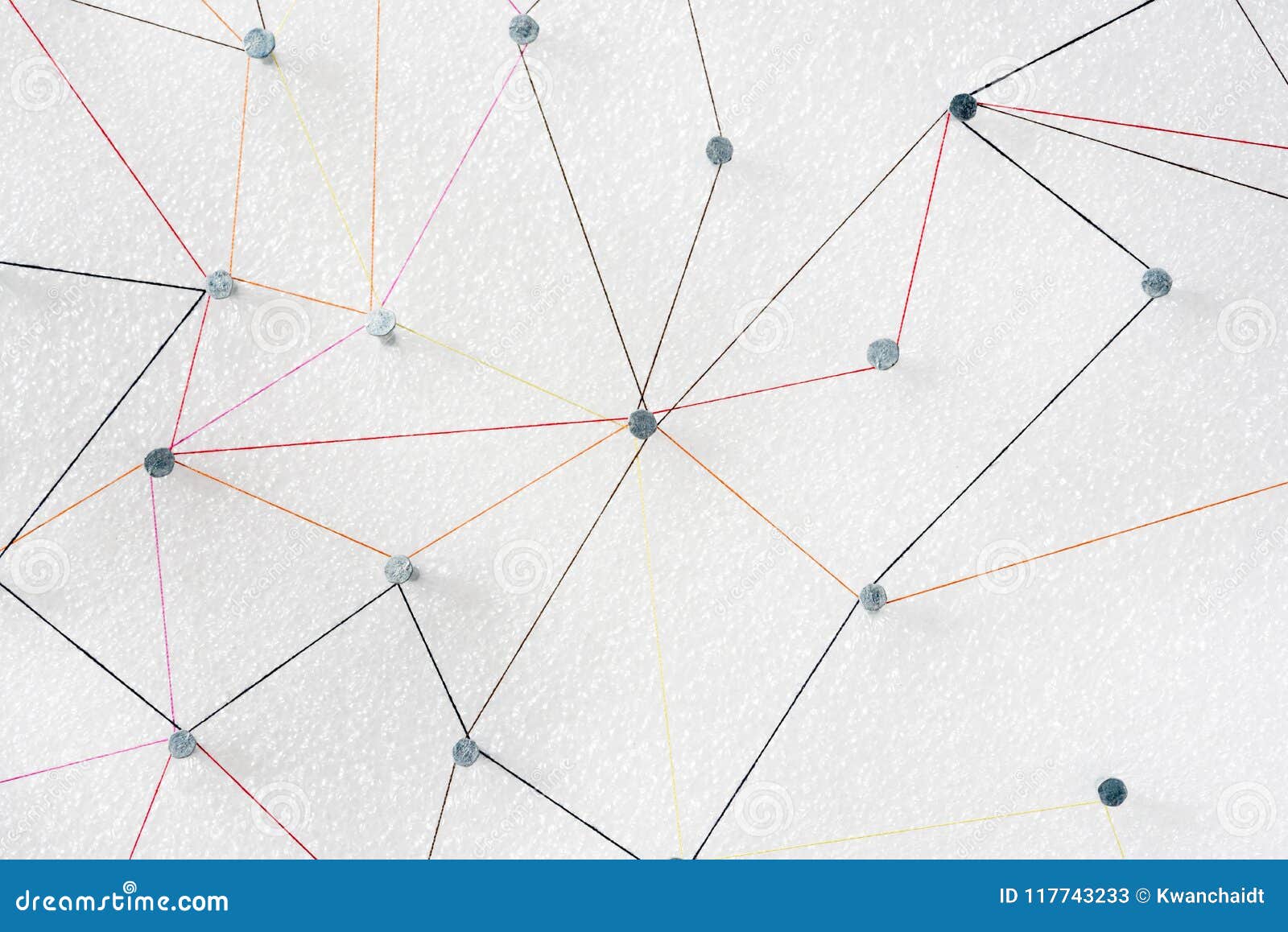 Abstract Web Line Connection of Color Yarn from Nail Node To Nod Stock ...