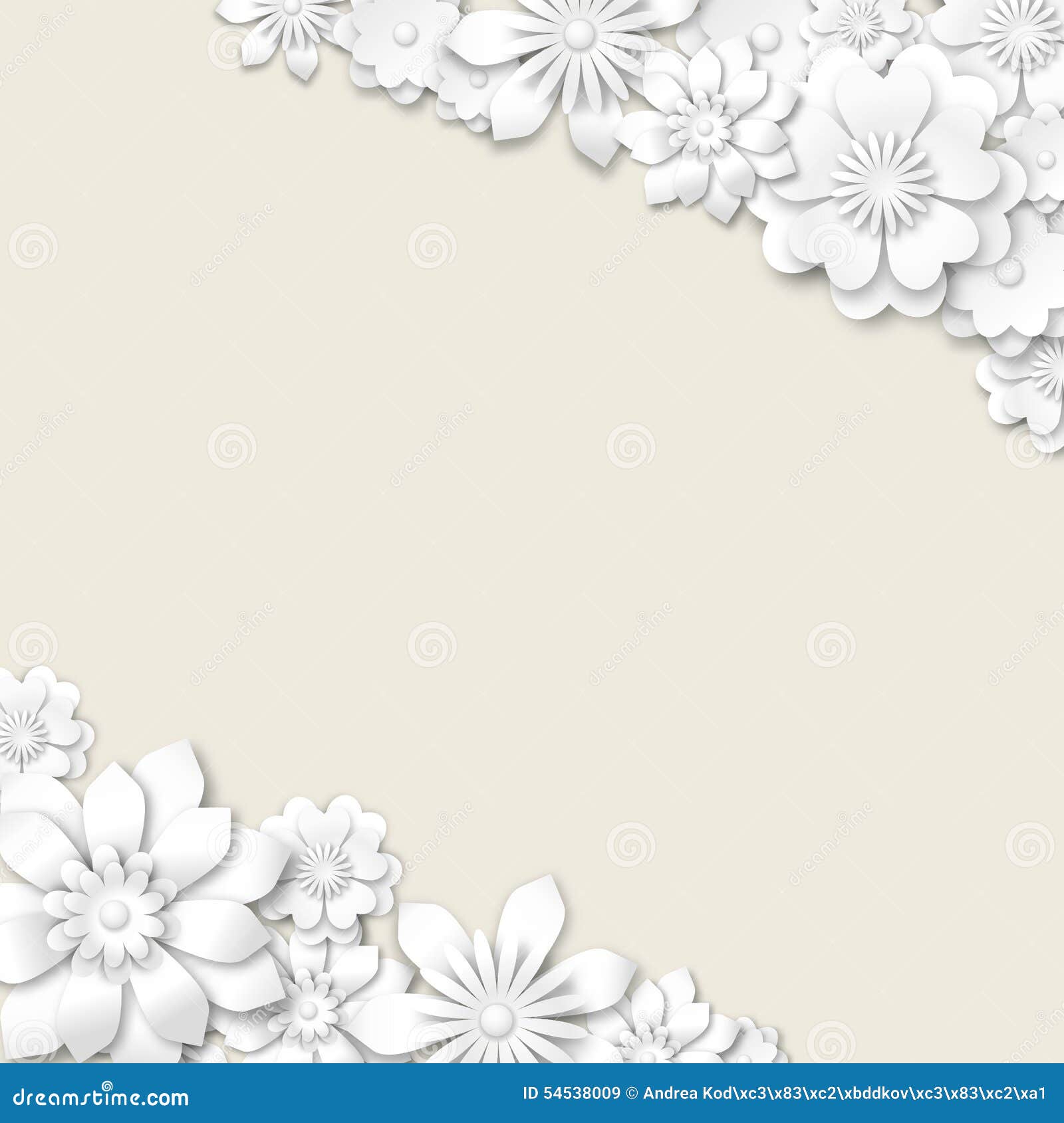 Abstract Wedding Background with White 3d Flowers Stock Vector ...