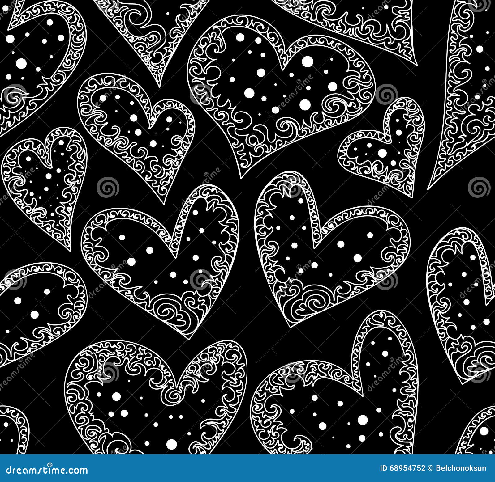 Abstract Wedding Vector Seamless Pattern with Figured Hearts Stock ...