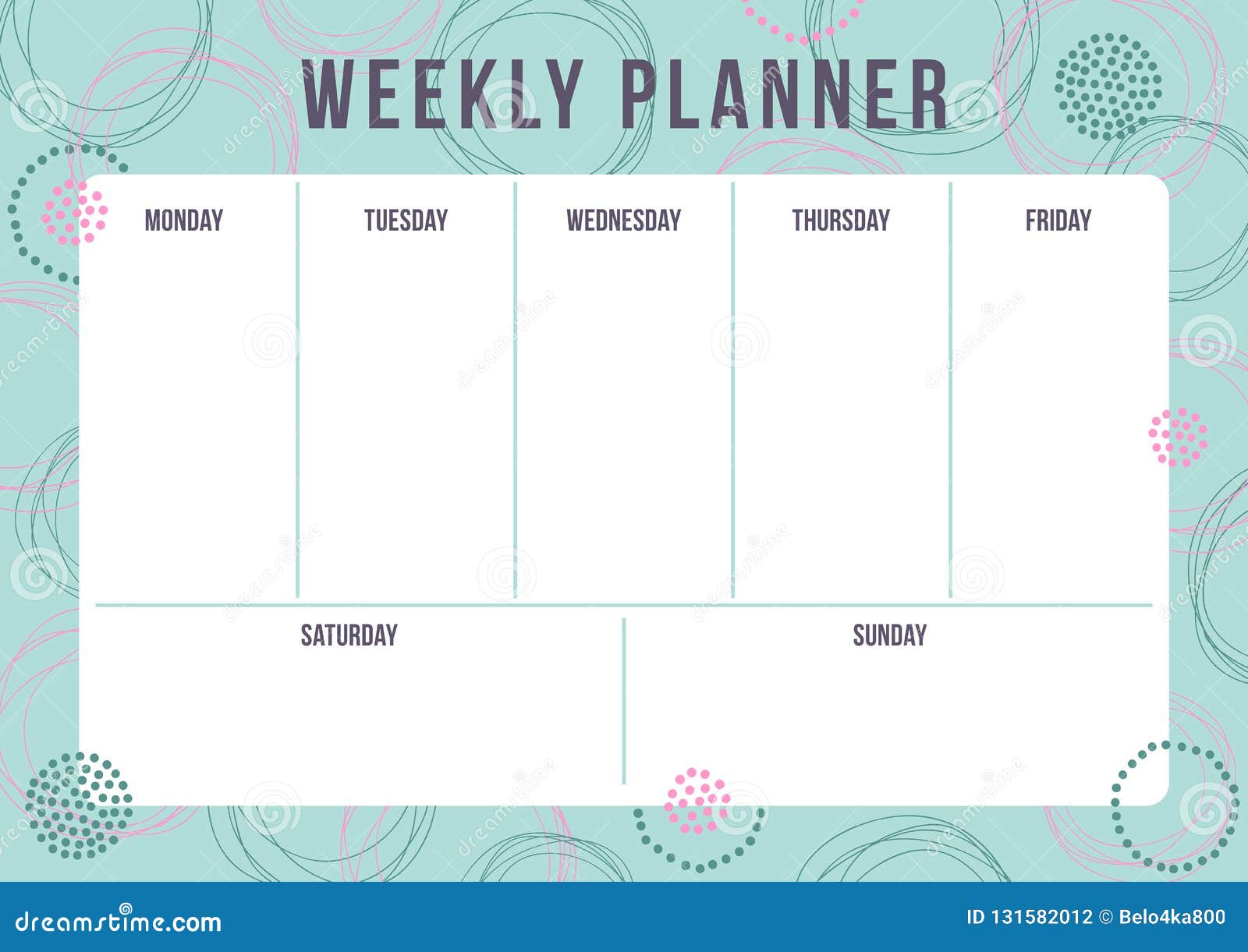 Abstract Weekly Planner with Drawn Ornament. Stock Vector ...