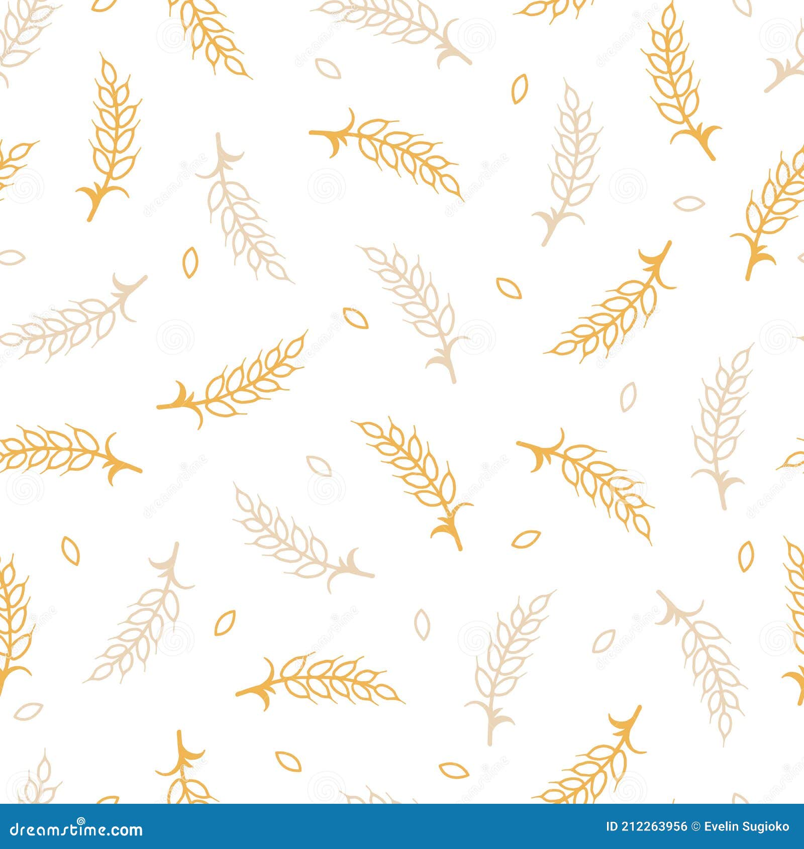 Abstract Wheat Crop Vector Graphic Line Art Seamless Pattern Stock ...