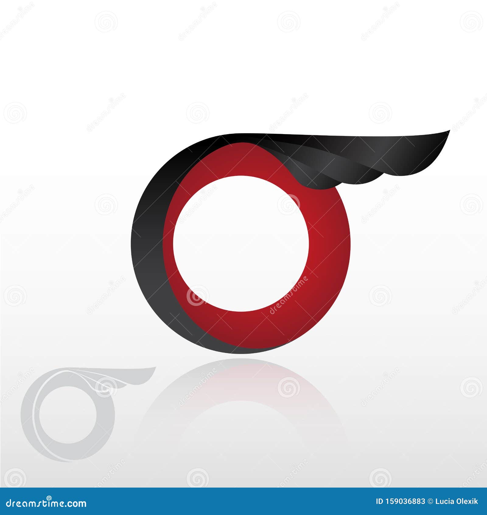 Abstract Wheel with Wing. Vector Logo Design with Dynamic Red and Black ...