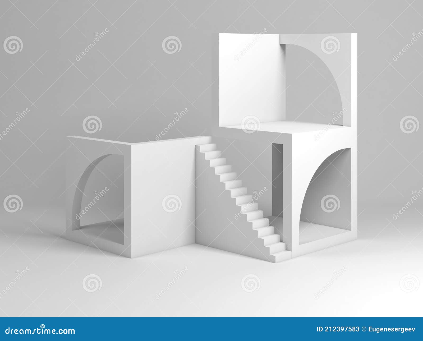 Abstract White Architectural Installation. Cube Blocks Stock ...