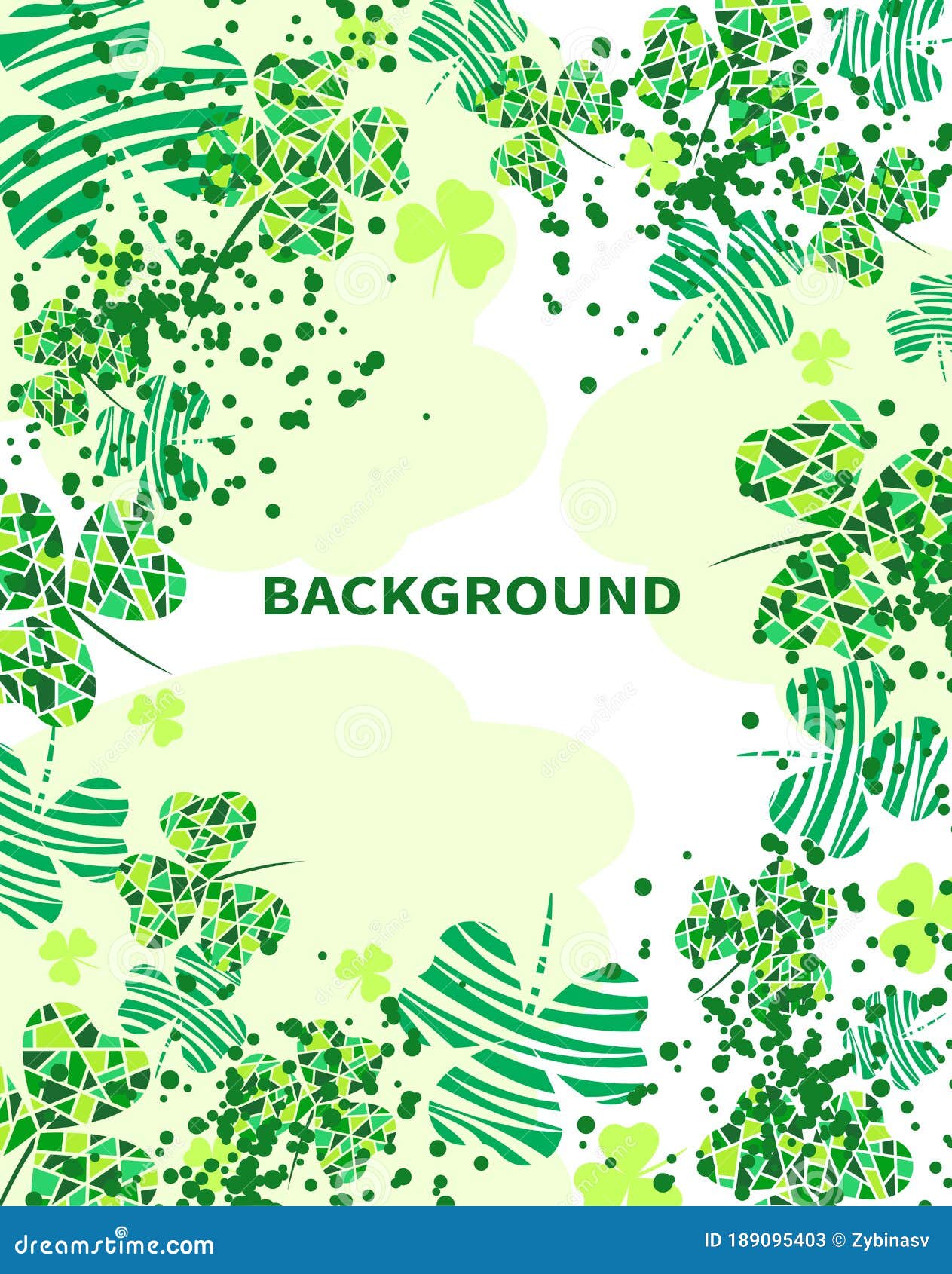 Abstract White Background with Clover Leaves and Textures. Design with ...