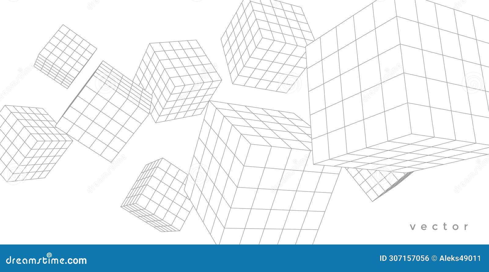 Abstract White Background from Cubes and Lines. Linear Geometric ...