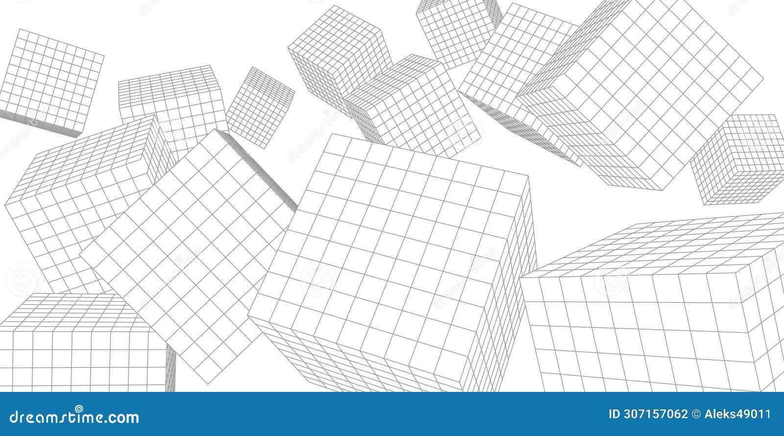 Abstract White Background from Cubes and Lines. Linear Geometric ...