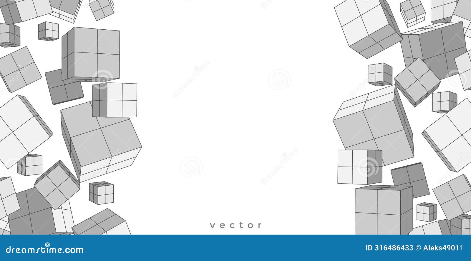 Abstract White Background from Cubes and Lines. Linear Geometric ...