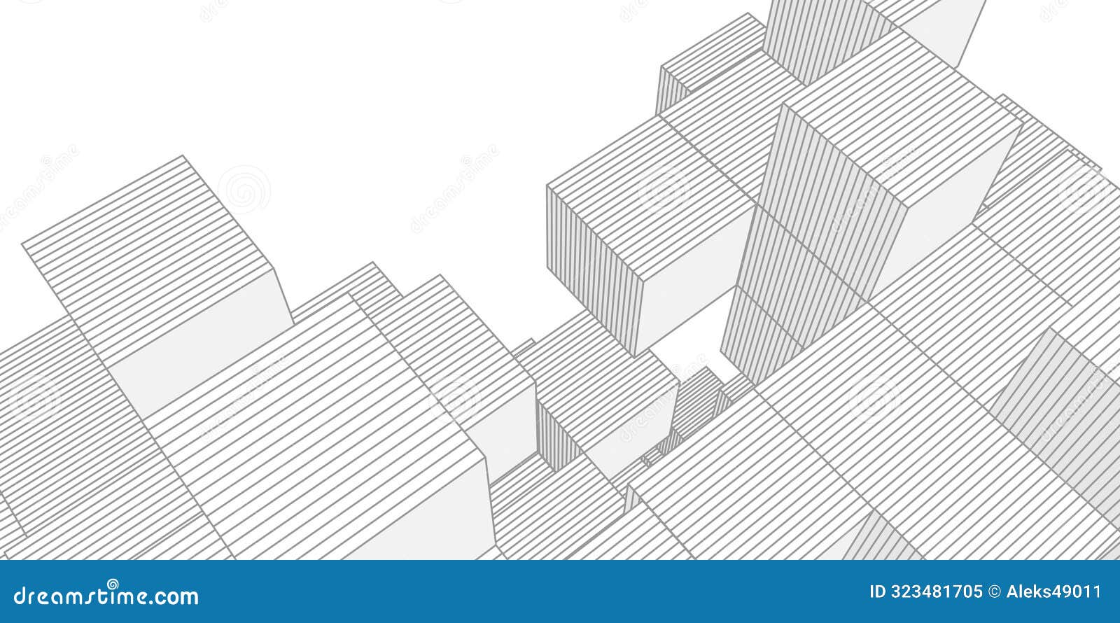 Abstract White Background from Cubes and Lines. Linear Geometric ...