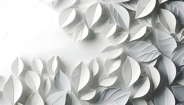 Abstract White Background with 3D Leaves Texture. Stock Illustration ...
