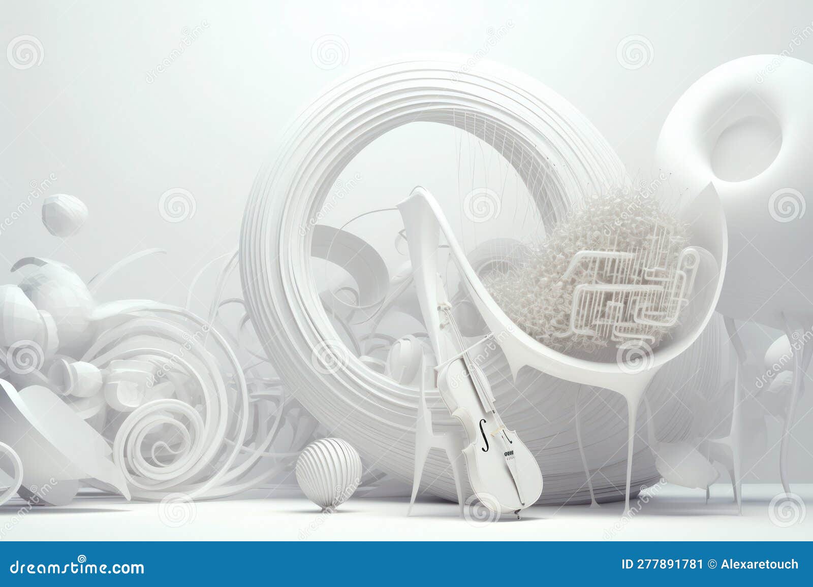 Abstract White Background with Elements of Musical Instruments and ...