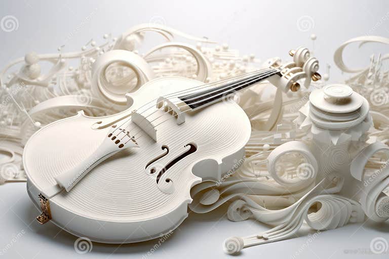 Abstract White Background with Elements of Musical Instruments and ...