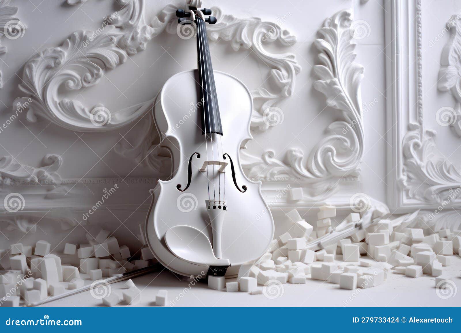 Abstract White Background with Elements of Musical Instruments and ...