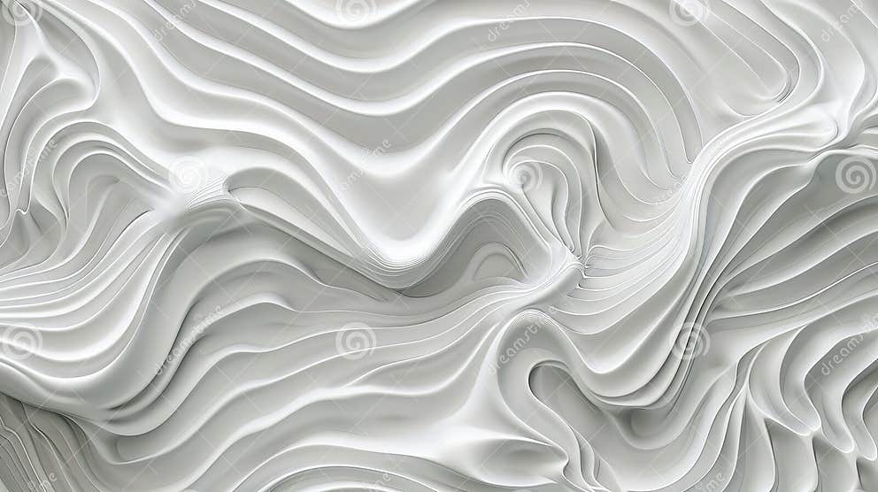 Abstract White Wavy Patterns Background 3D Rendering Design Stock ...