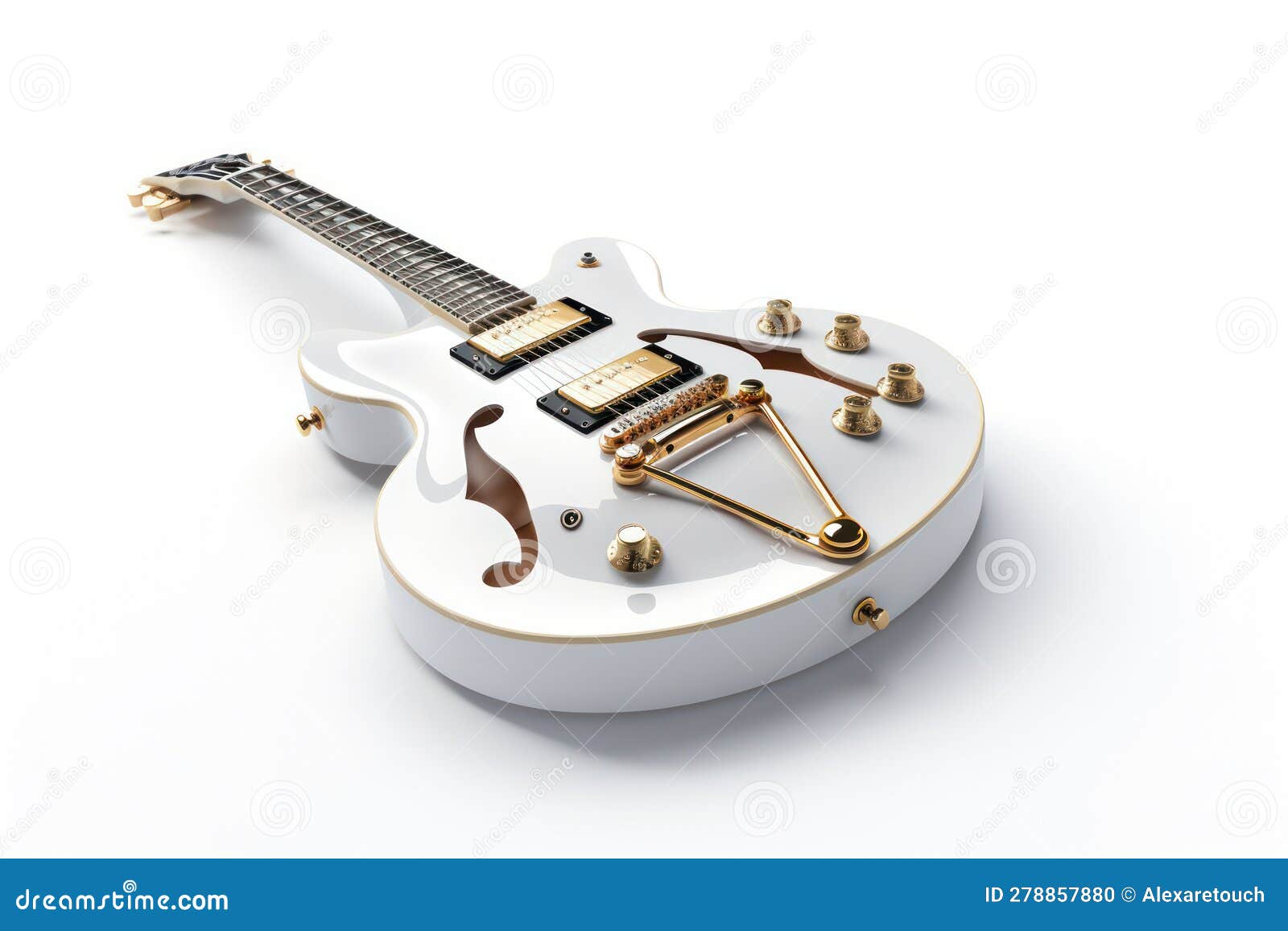 Abstract White Background with the Image of a White Guitar on a White ...