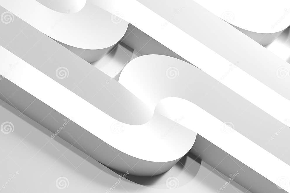 Abstract White Background with Installation of Bent Geometric ...