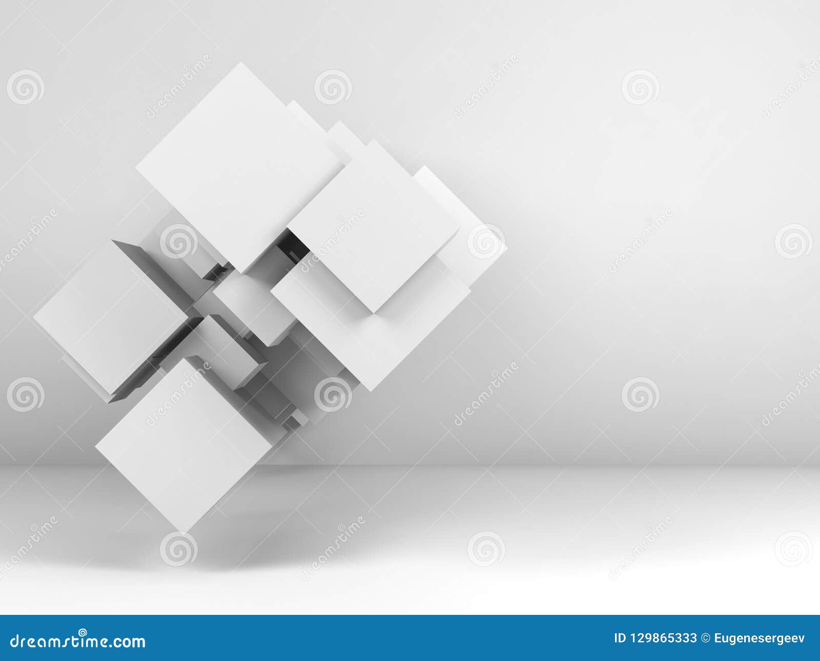 Cubes in Empty Interior. 3d Render Stock Illustration - Illustration of ...