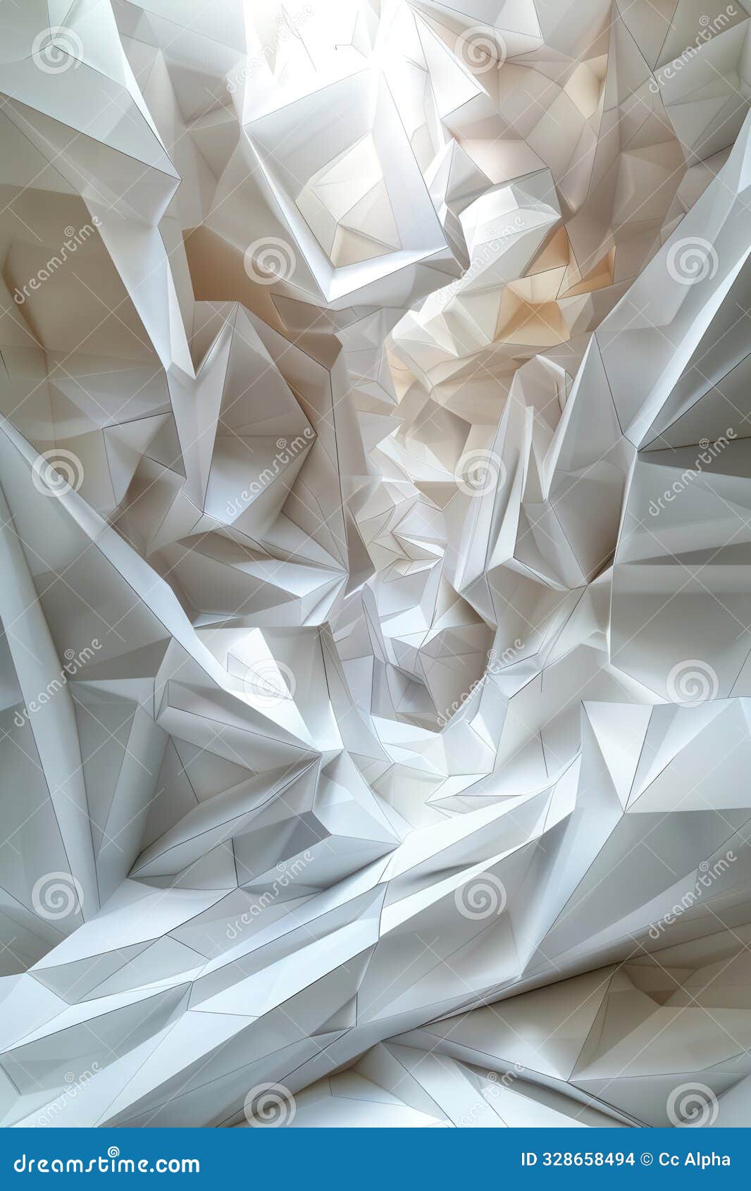 Abstract White and Beige Geometric Shapes with Light Shining through ...