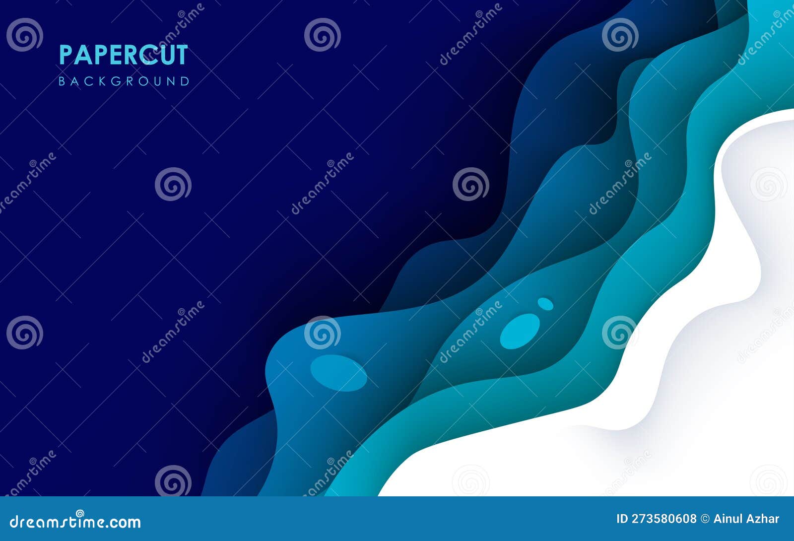 Abstract White Blue Wavy Papercut Overlap Layers Background. Stock ...