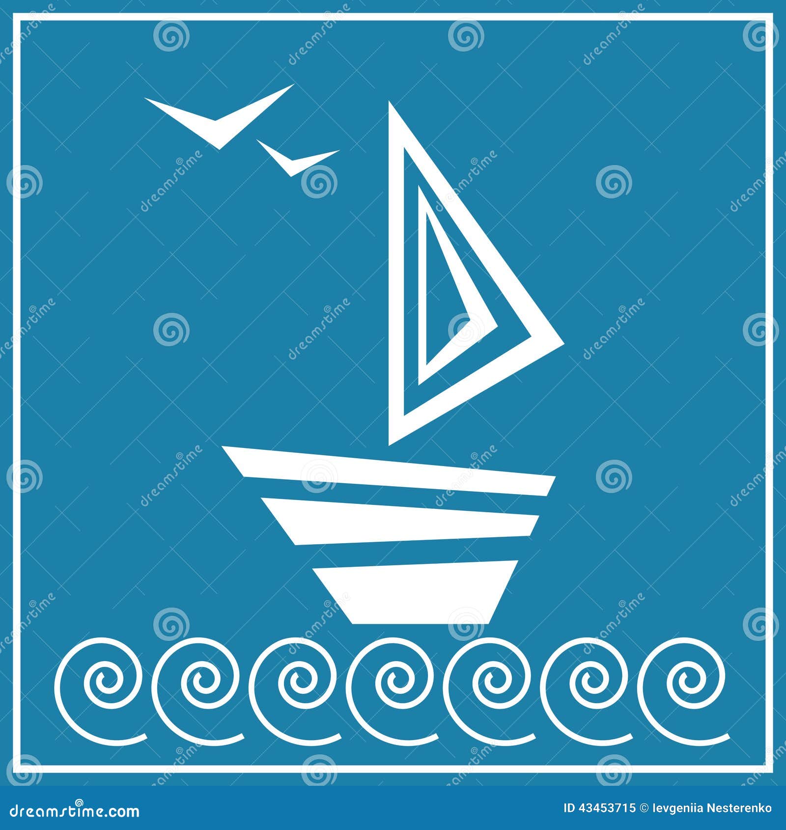 Abstract white boat stock vector. Illustration of sketch - 43453715