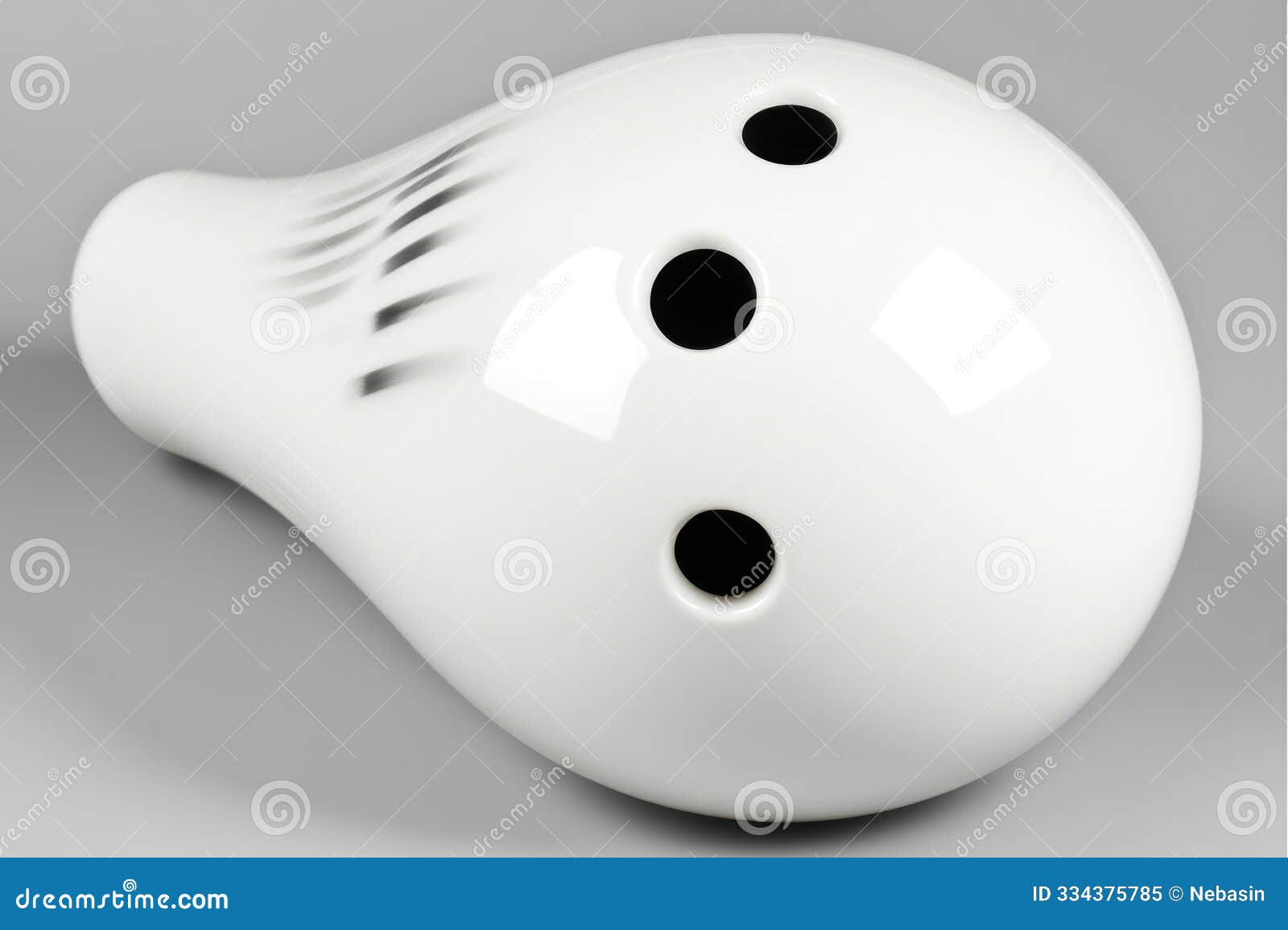 Abstract White Bowling Pin with Unique Black Hole Pattern on Gray ...