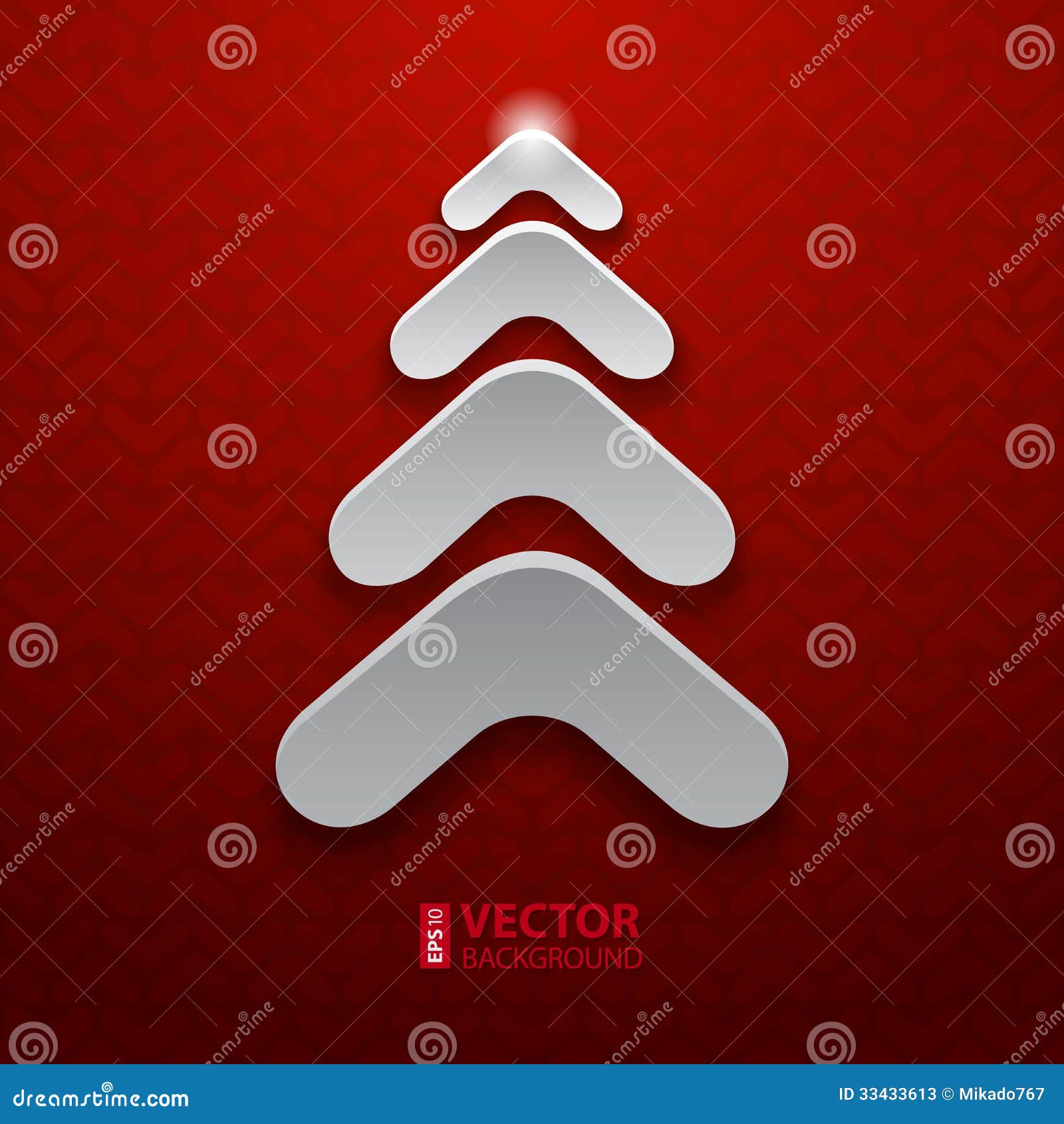 Abstract White Christmas Tree on Red Background Stock Vector ...