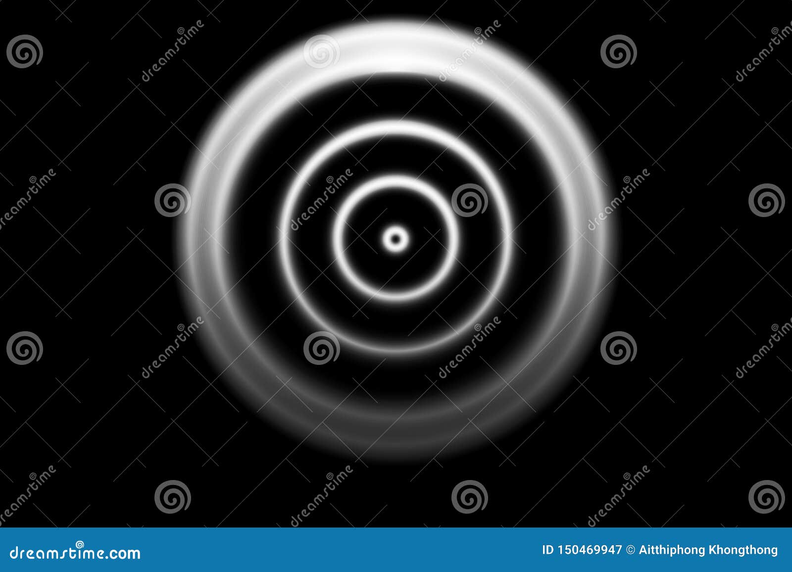 Abstract White Circle with Ring Line on Black Background Stock ...