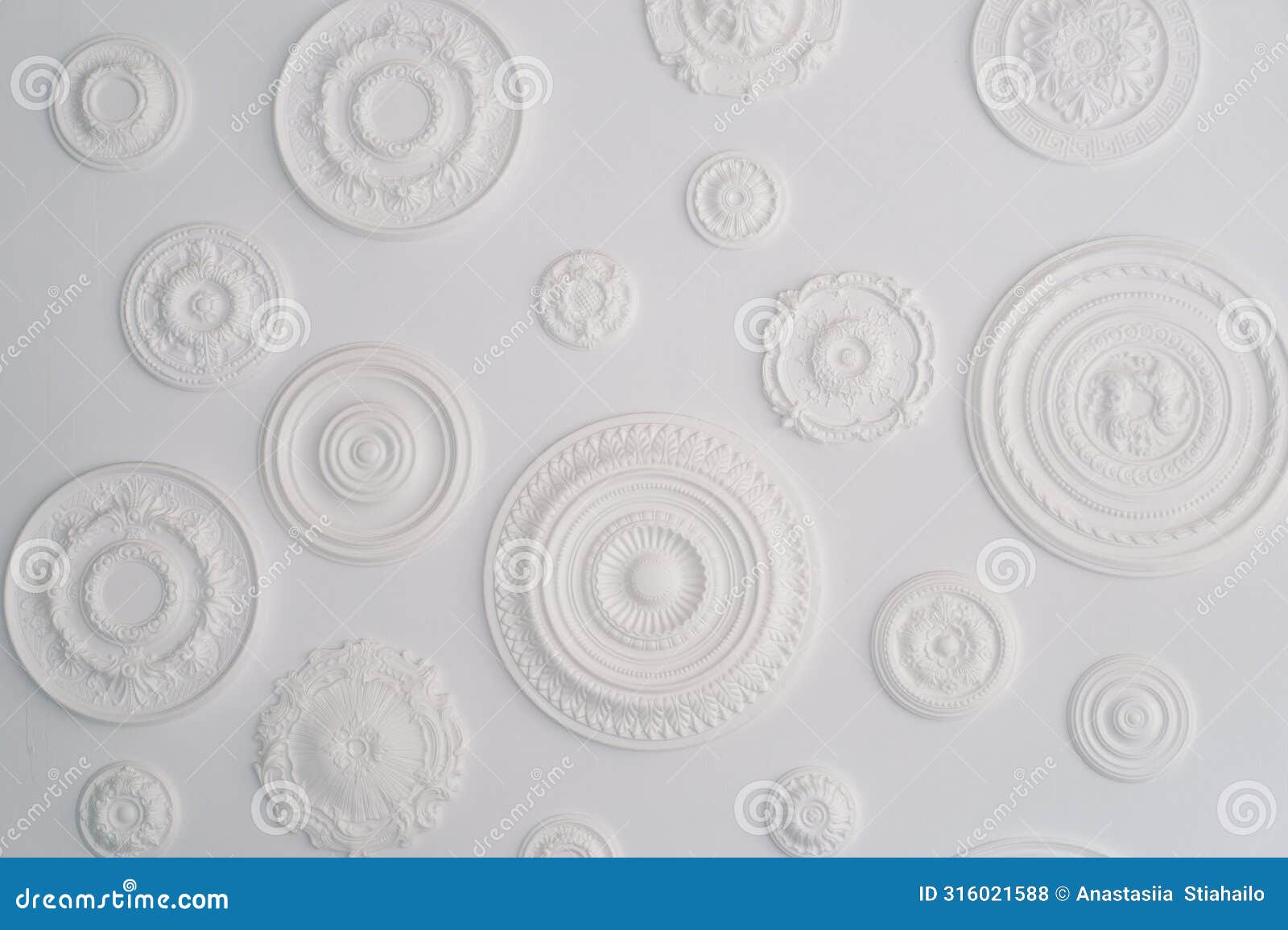 Abstract White Circular Bas-Relief Sculptures on a Clean Background ...