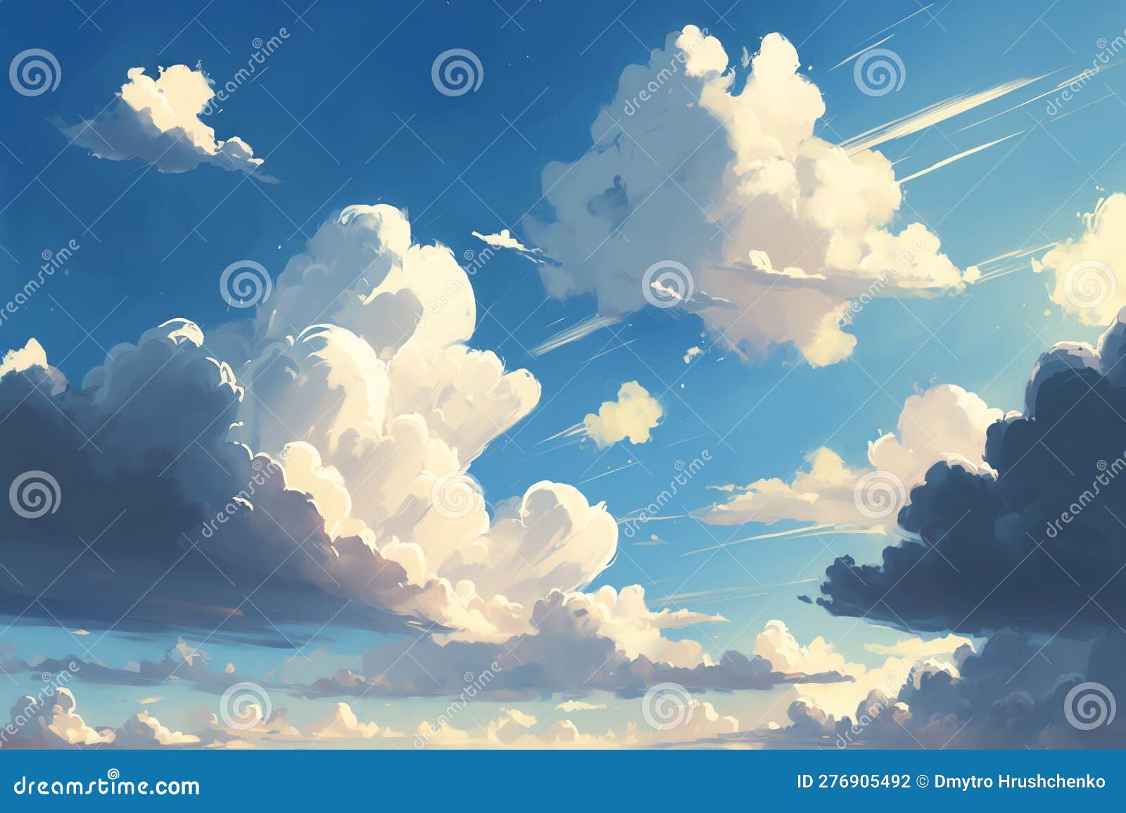 Abstract White Clouds on Blue Sky. Cartoon Clouds. Drawing Cloudy Sky Stock Illustration ...