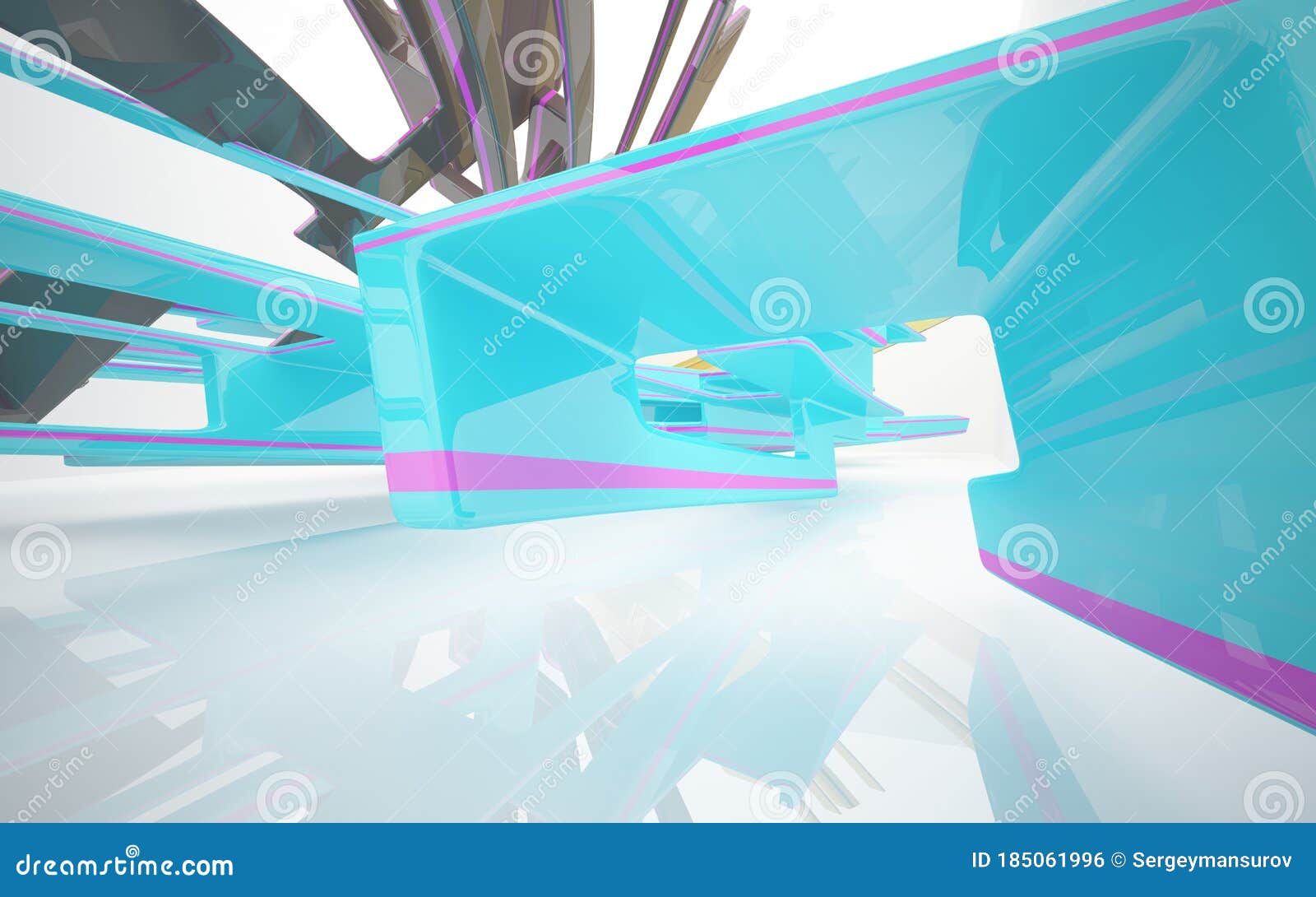 Abstract White and Colored Gradient Parametric Interior with Window ...