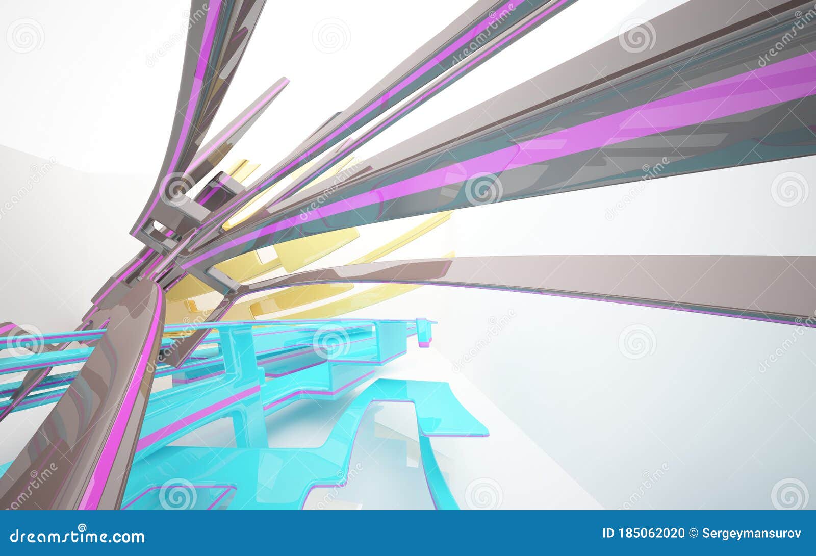 Abstract White and Colored Gradient Parametric Interior with Window ...