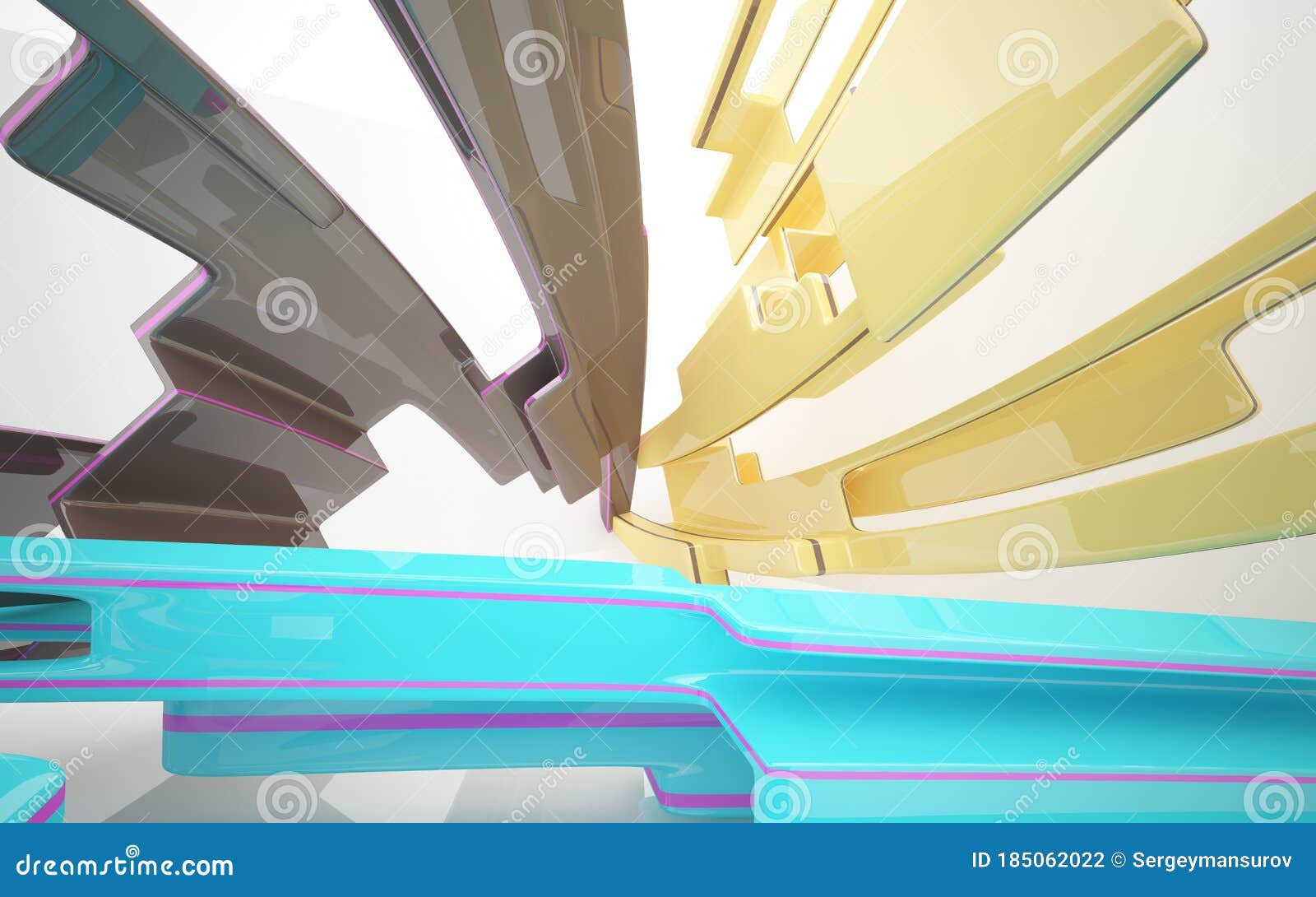 Abstract White and Colored Gradient Parametric Interior with Window ...