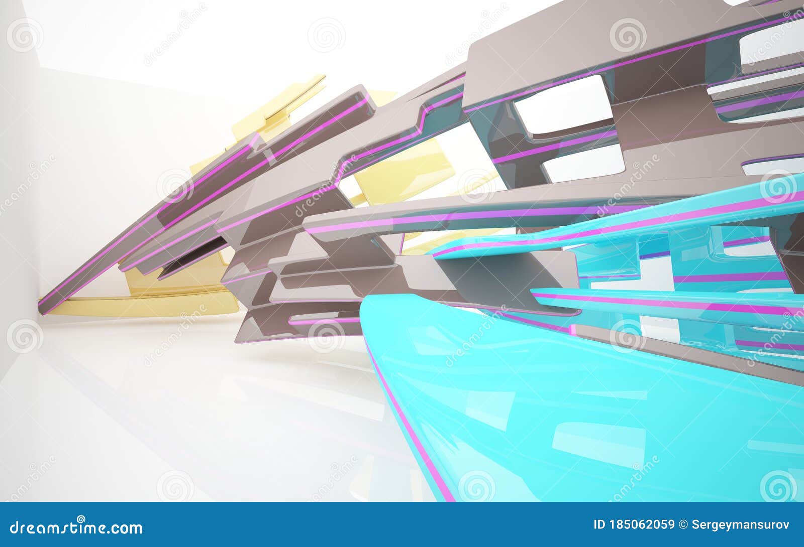 Abstract White and Colored Gradient Parametric Interior with Window ...