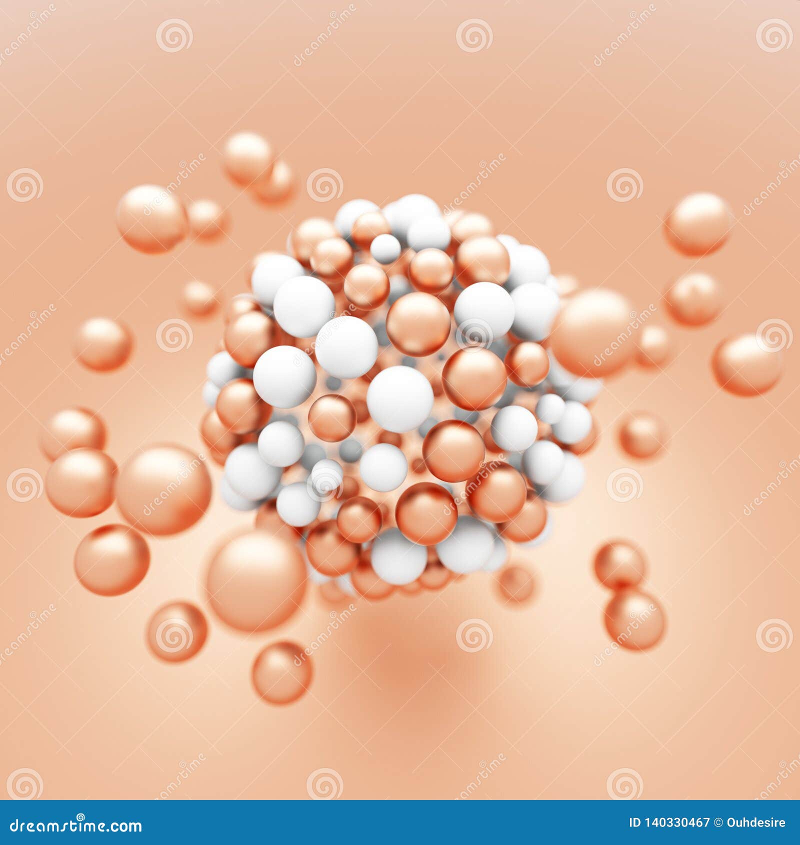 Abstract White and Copper Particles Molecular Structure Stock ...