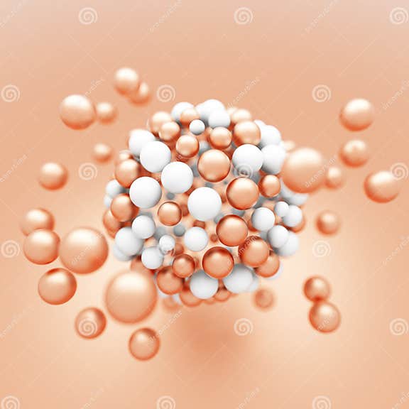 Abstract White and Copper Particles Molecular Structure Stock ...