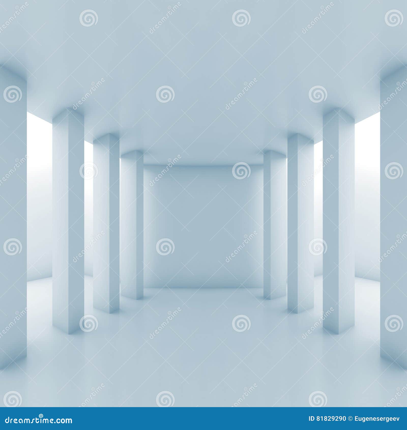 Abstract White Corridor Perspective with Columns Stock Illustration ...