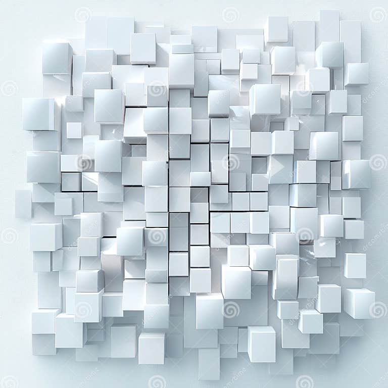 Abstract White Cube Pattern Stock Illustration - Illustration of volume ...