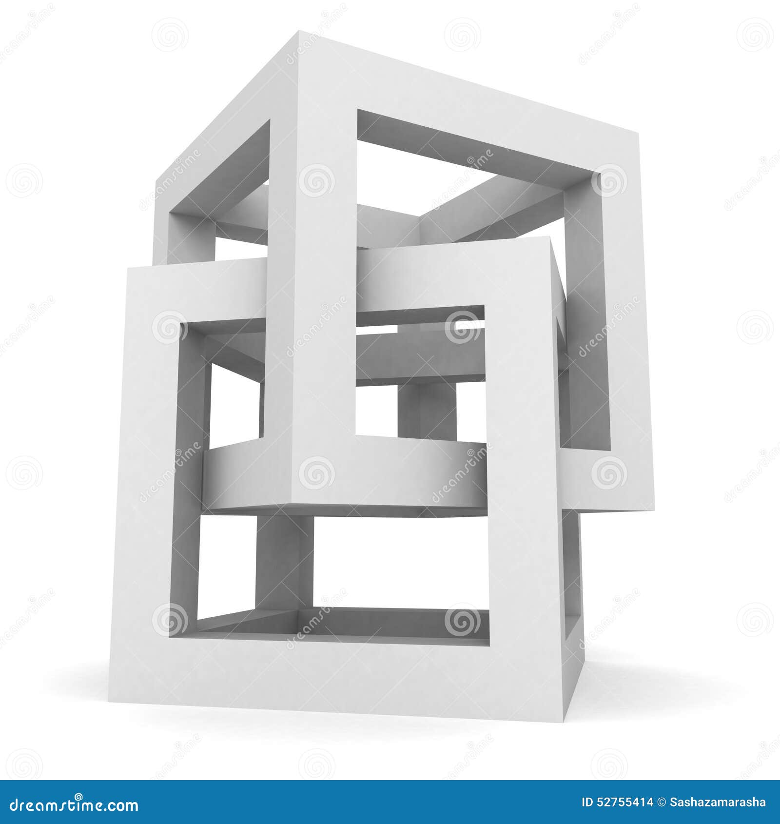 Abstract White Cube Structure Object Stock Illustration - Illustration ...