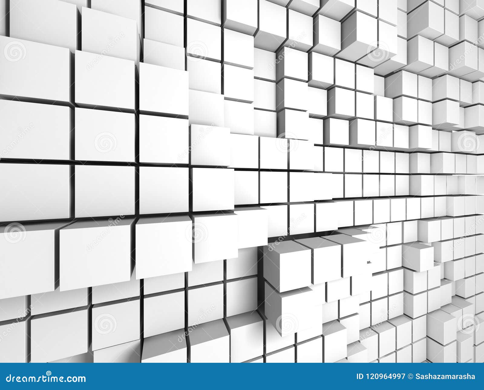 Abstract White Cubes Wall Background Stock Illustration - Illustration ...