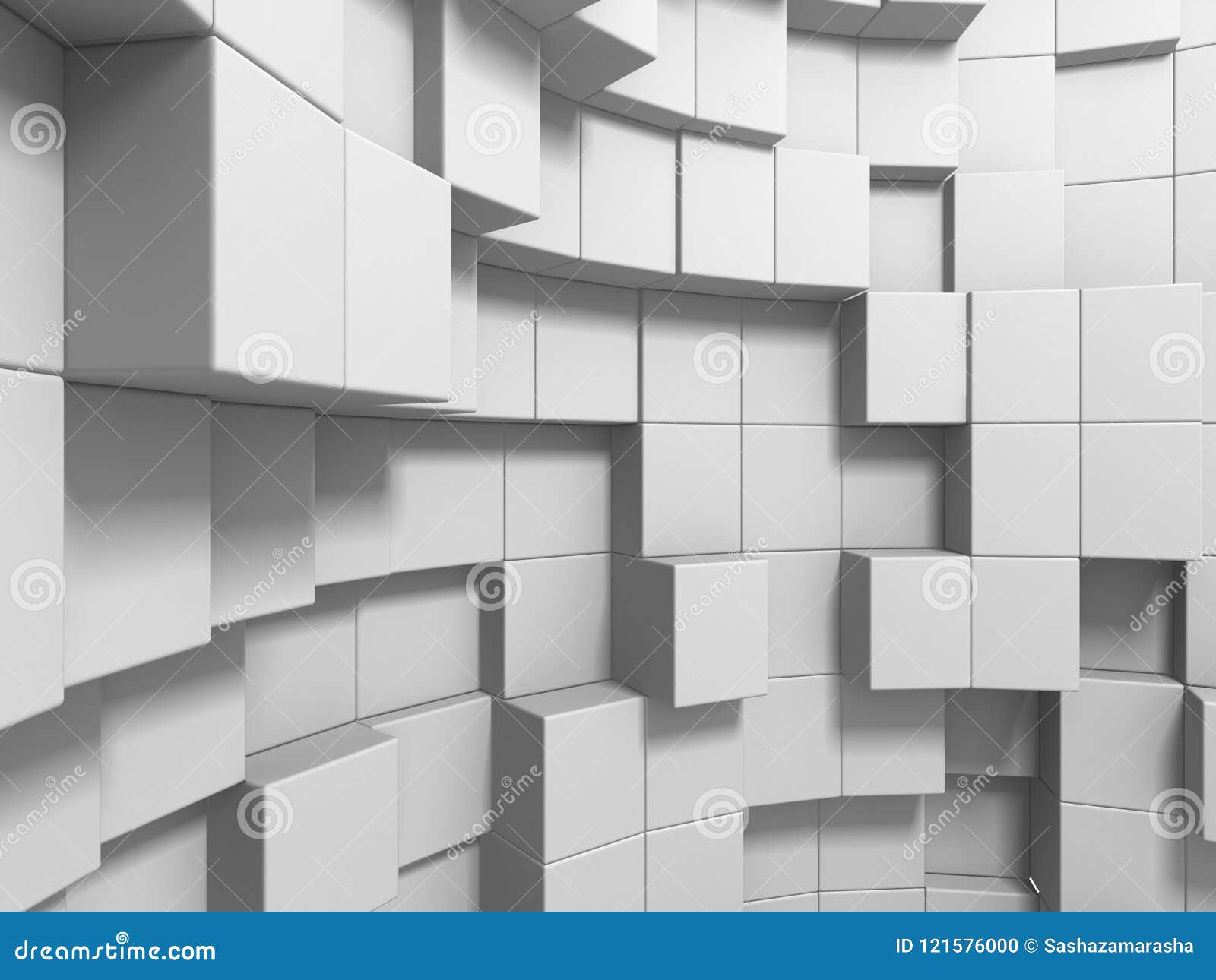 Abstract White Cubes Wall Background Stock Illustration - Illustration ...