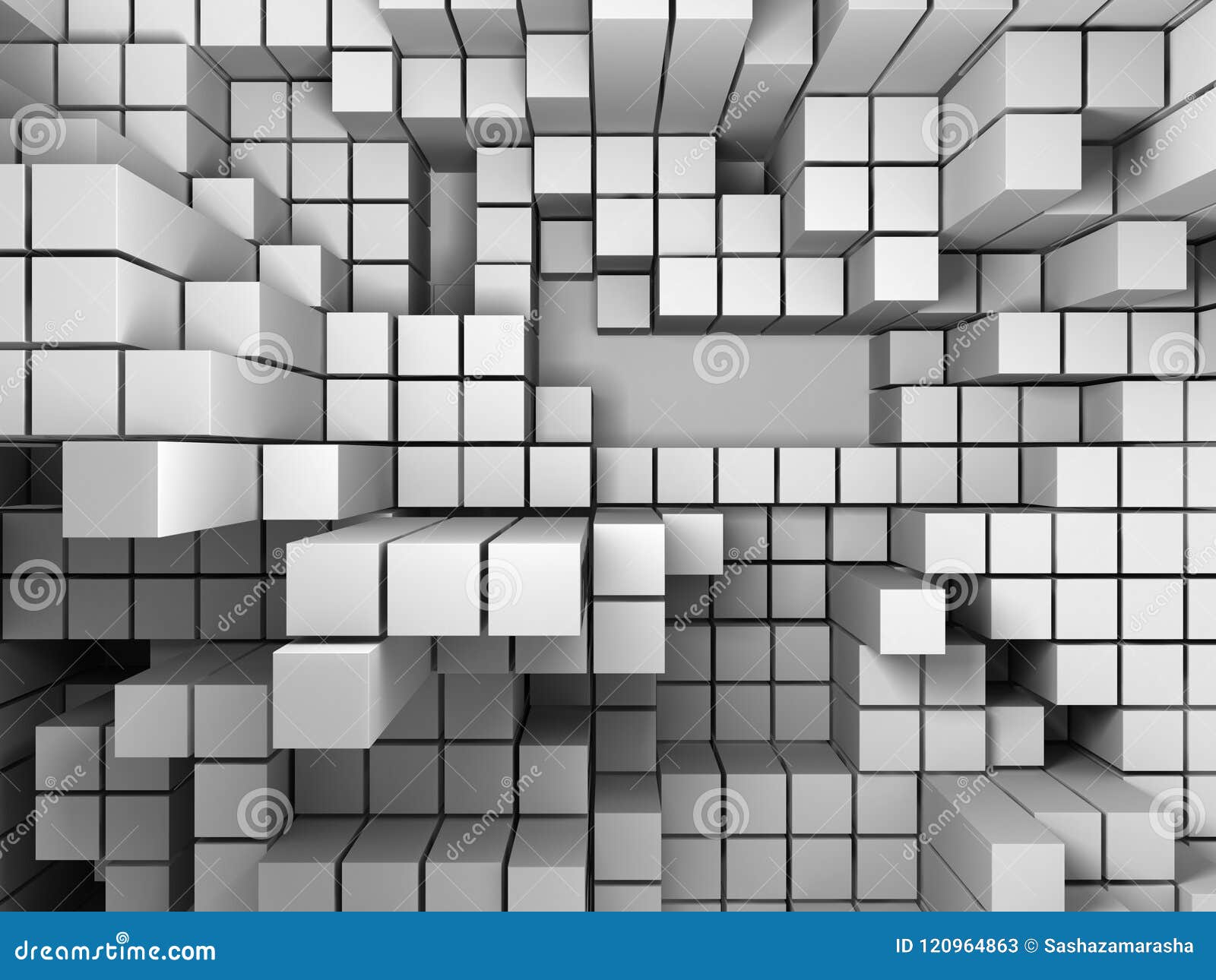 Abstract White Cubes Wall Background Stock Image - Image of black ...