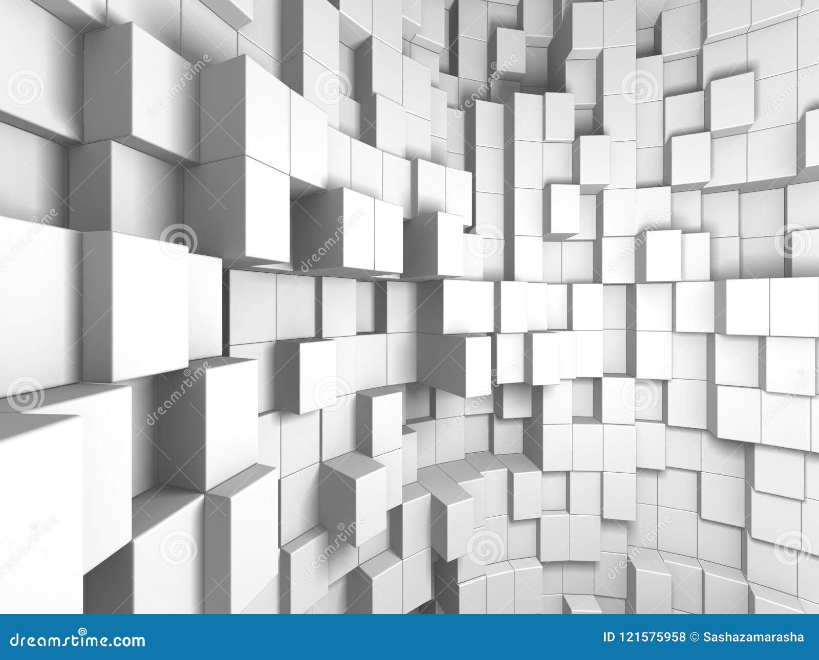 Abstract White Cubes Wall Background Stock Illustration - Illustration ...